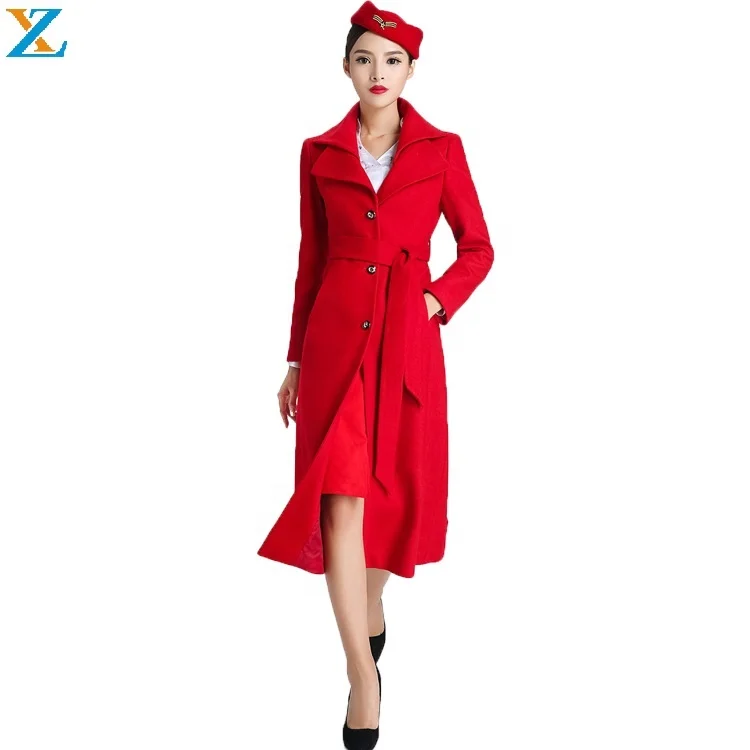 Flight Attendant Uniform Fashion Red Blazer Skirt Airline Stewardess ...
