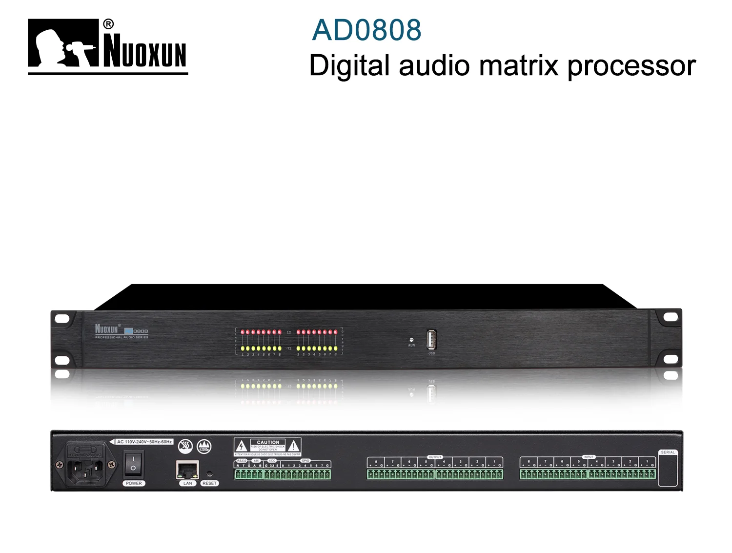Professional 8x8 Digital Audio Matrix Processor Ducking+voice Tracking ...