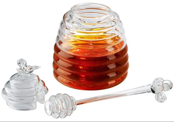 Unique Shaped Borosilicate Glass Honey Bee Storage Jars with Lid ...