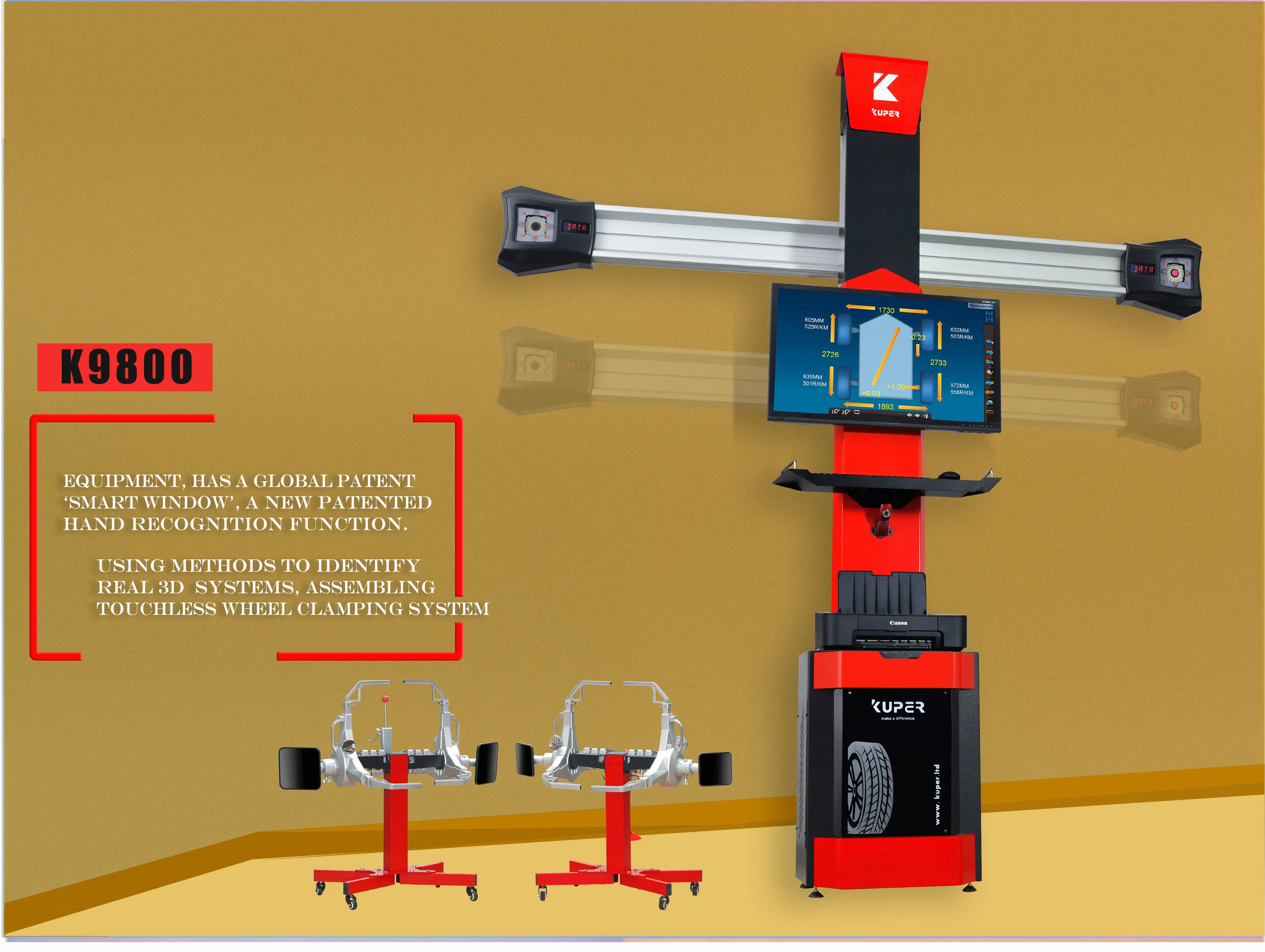 3D Wheel Alignment with Turntables Clamps for K9800 Model