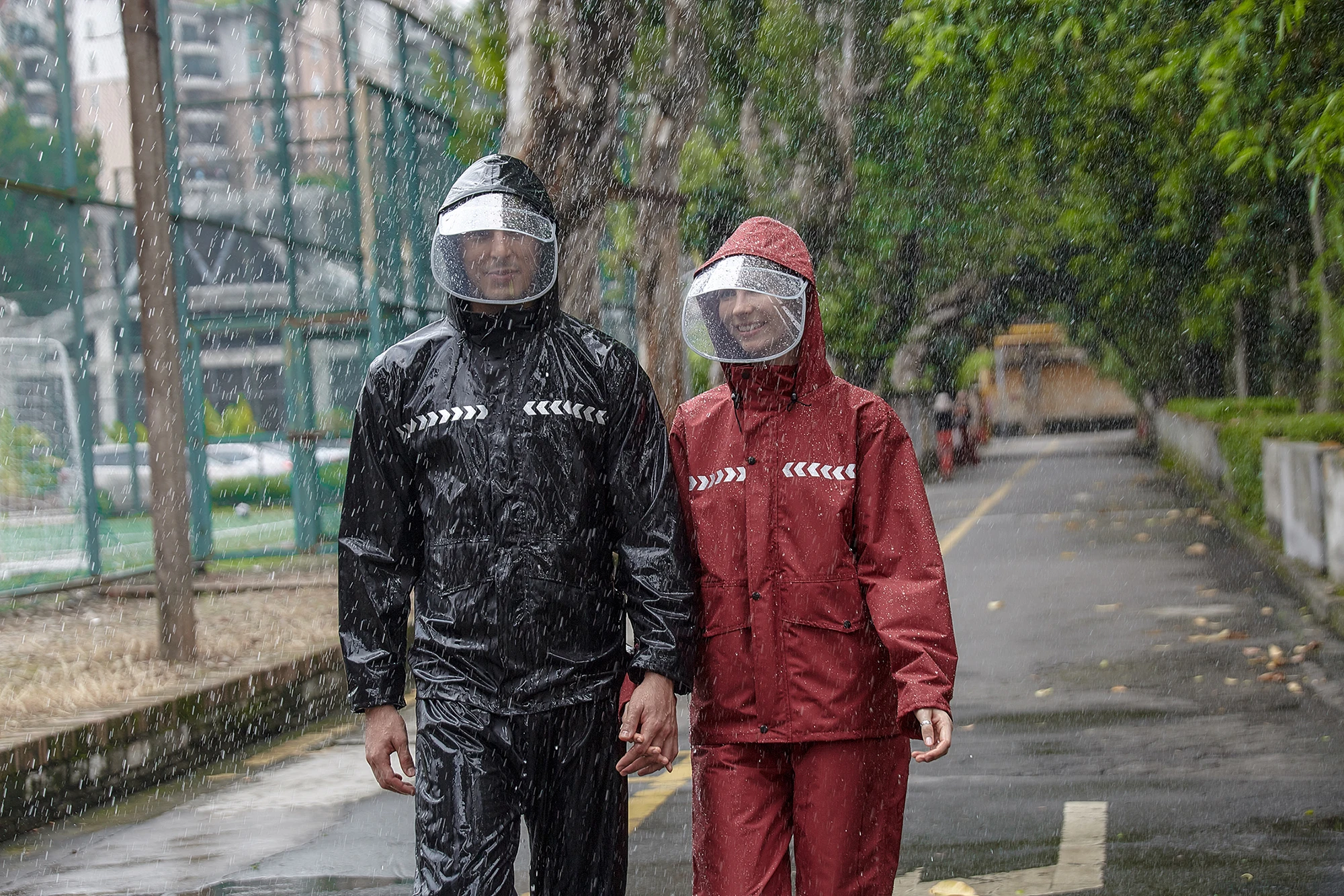 Custom Men Blue Nylon Walking Rain Slicker Suit - Amir