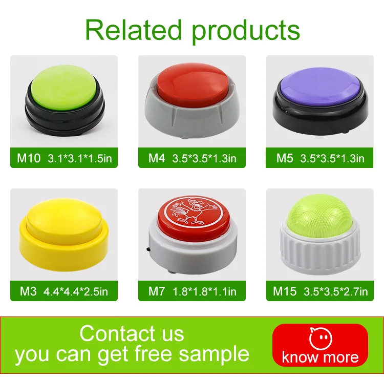 4 Colors/set 30s Human Voice Recordable Talking Button Answer Buzzer ...