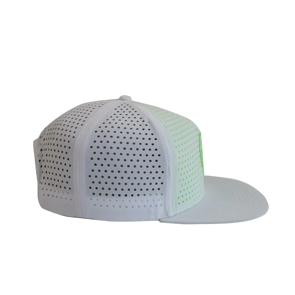 Custom Flat Brim Sports Cap Laser Cut Cap Breathable Snapback Cap With ...