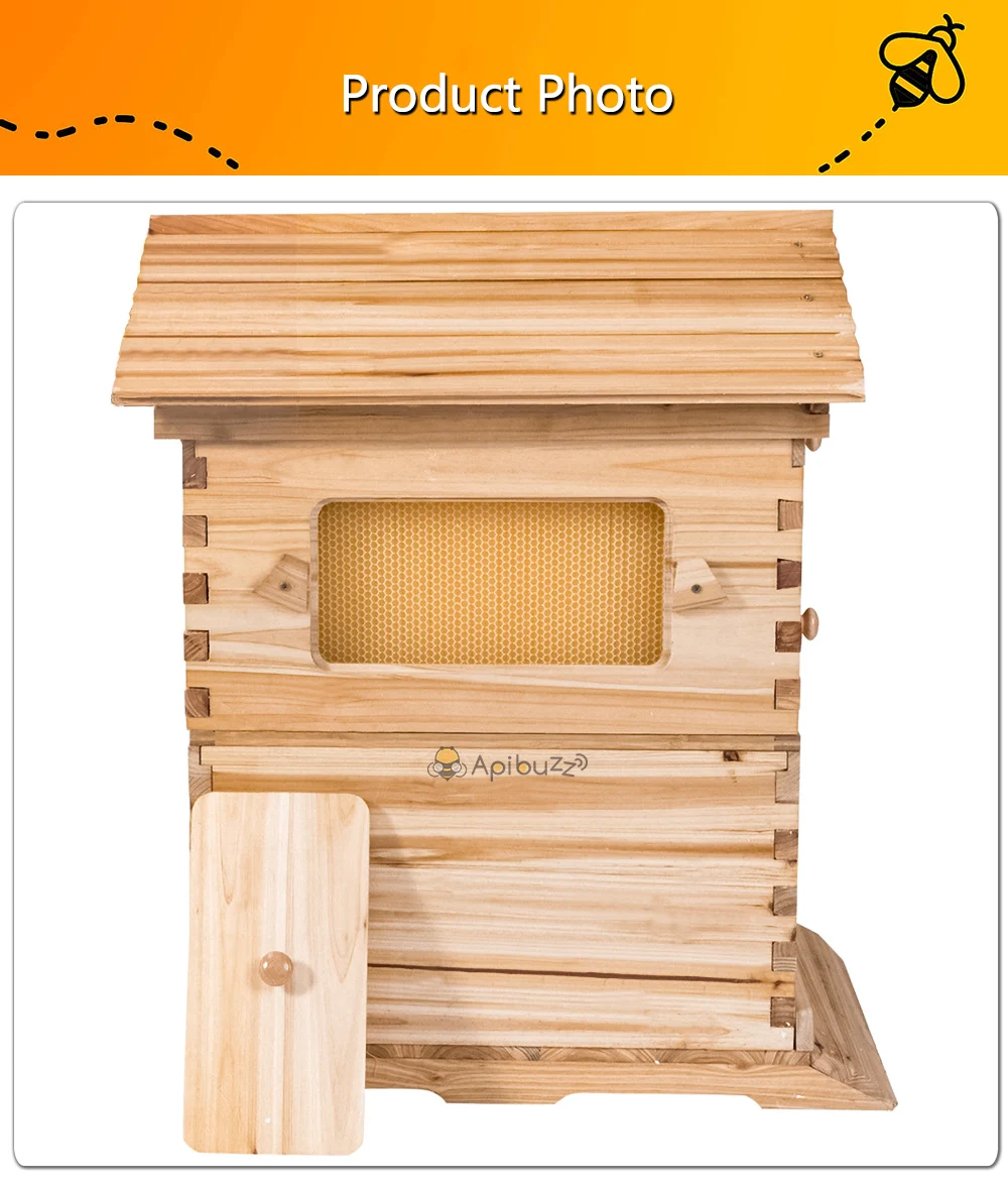 Chinese Wax-coated Cedar Wood Automatic Self-flowing Honey Bee Hive & 7 ...