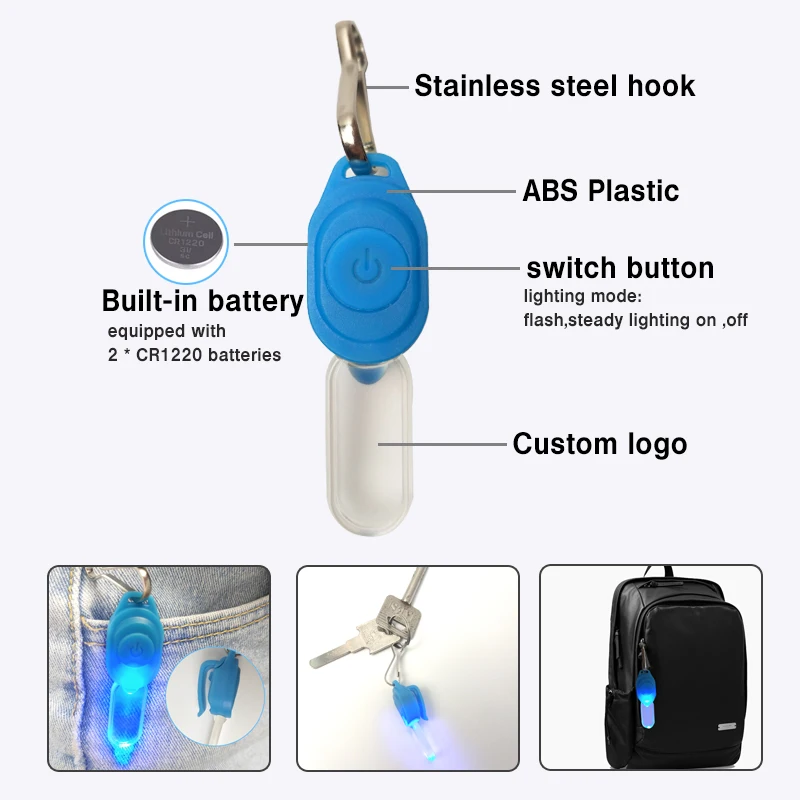 Custom Safety Warning Decoration Backpack Mini LED Zip Light