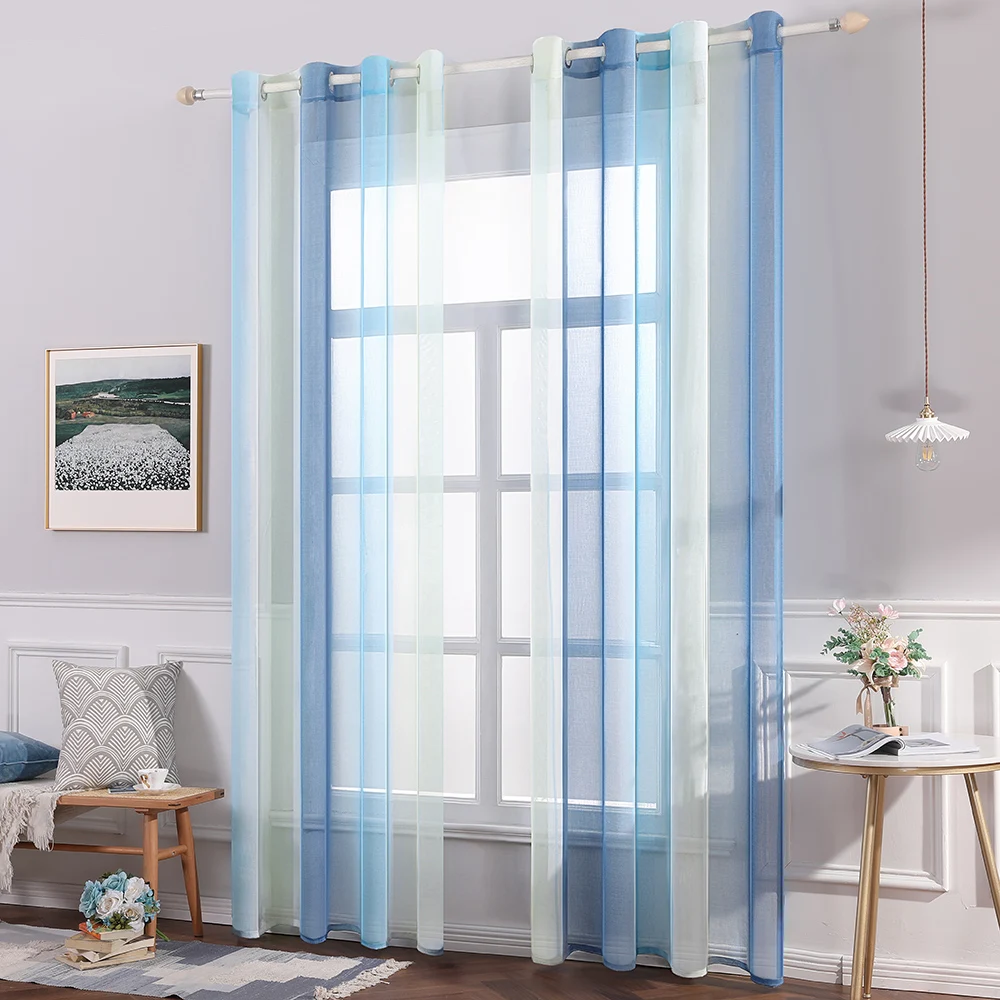 High Quality Gradient Sheer Curtains Voile Transparent Curtain Modern ...