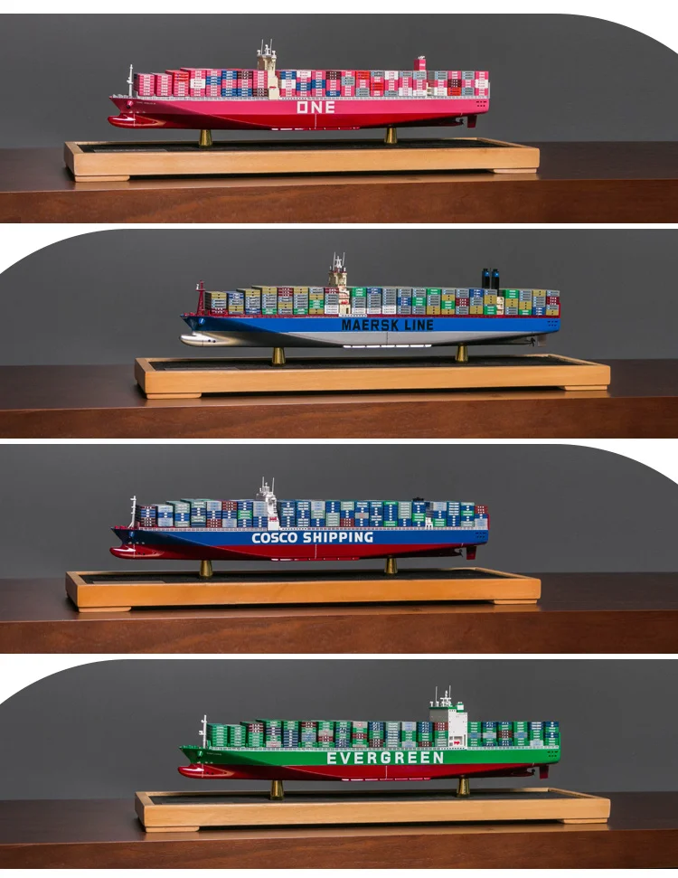Office Desk Decoration Scale 1:1000 Alloy Model Ship Simulation Wooden ...