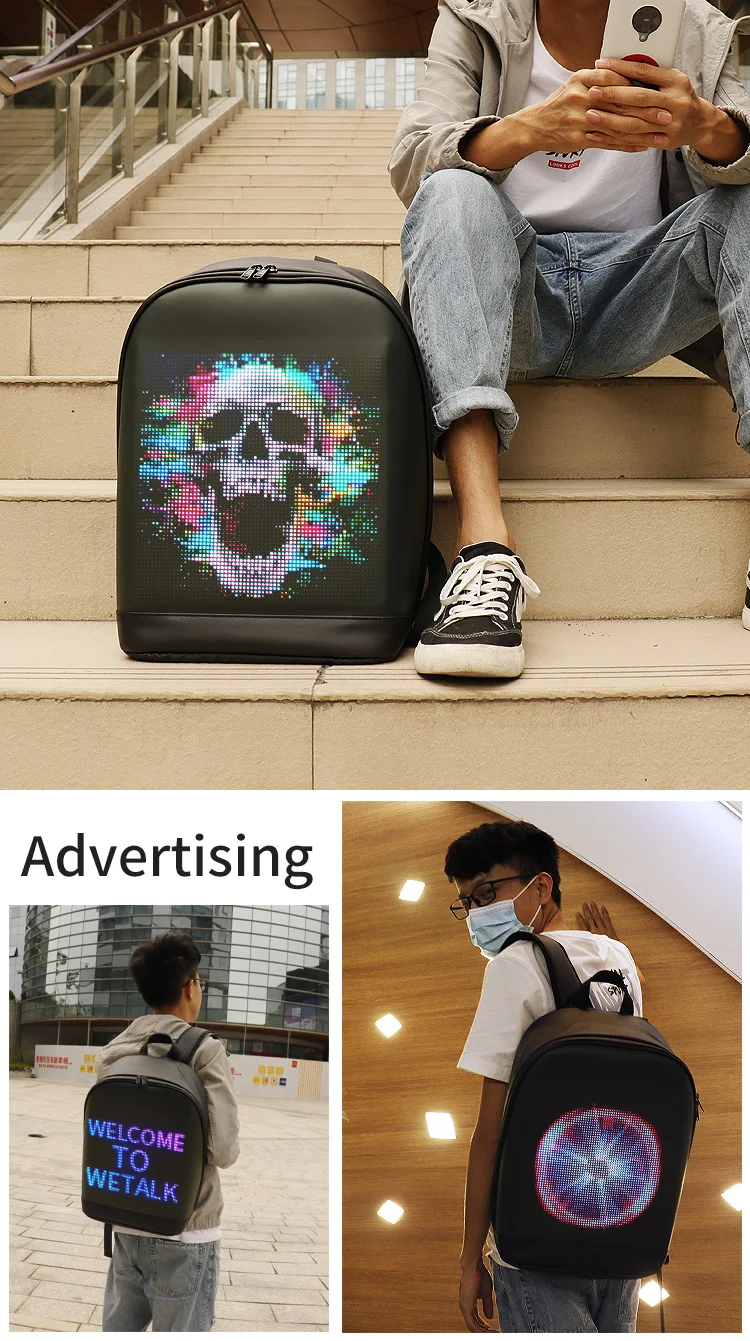 2021 New Trending Led Advertising Backpack Smart Led Diy Backpack ...