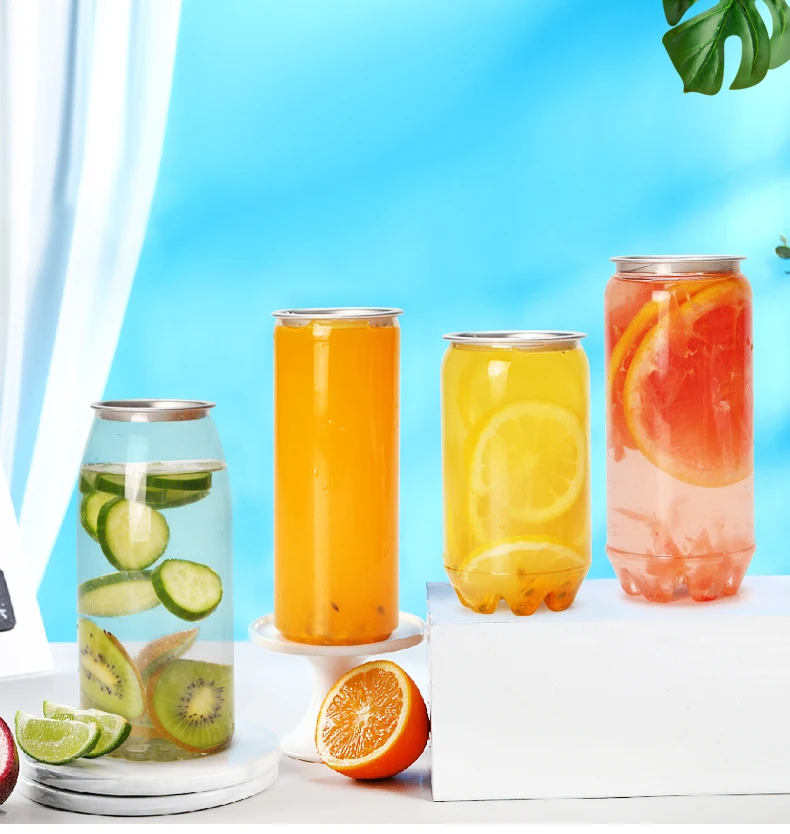Wholesale Proper Price 330ml 350ml 500ml 550ml 650ml Pet Clear Juice Can With Easy Open End ...