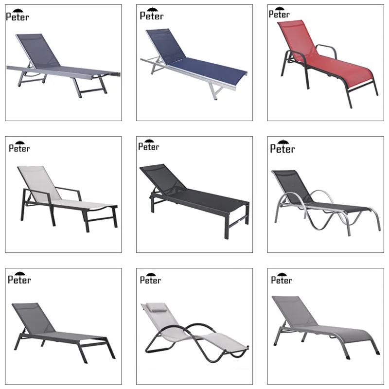 Swimming Pool Furniture Mesh Fabric Lounger Aluminum Adjustable ...