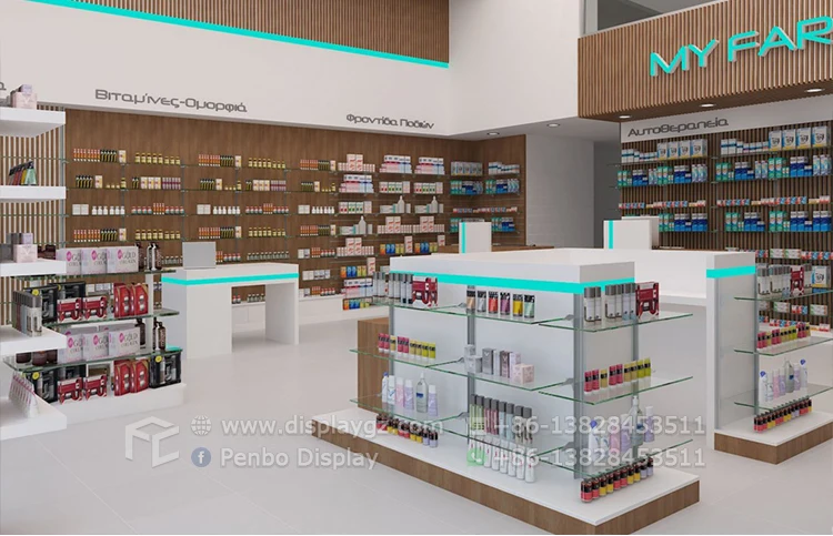 Modern Pharmacy Shop Furniture Interior Design for Medical Store Display