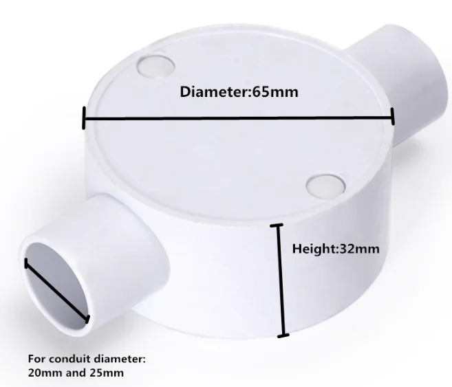 White PVC Junction Box - 2 Way 20mm - IP54 Protection