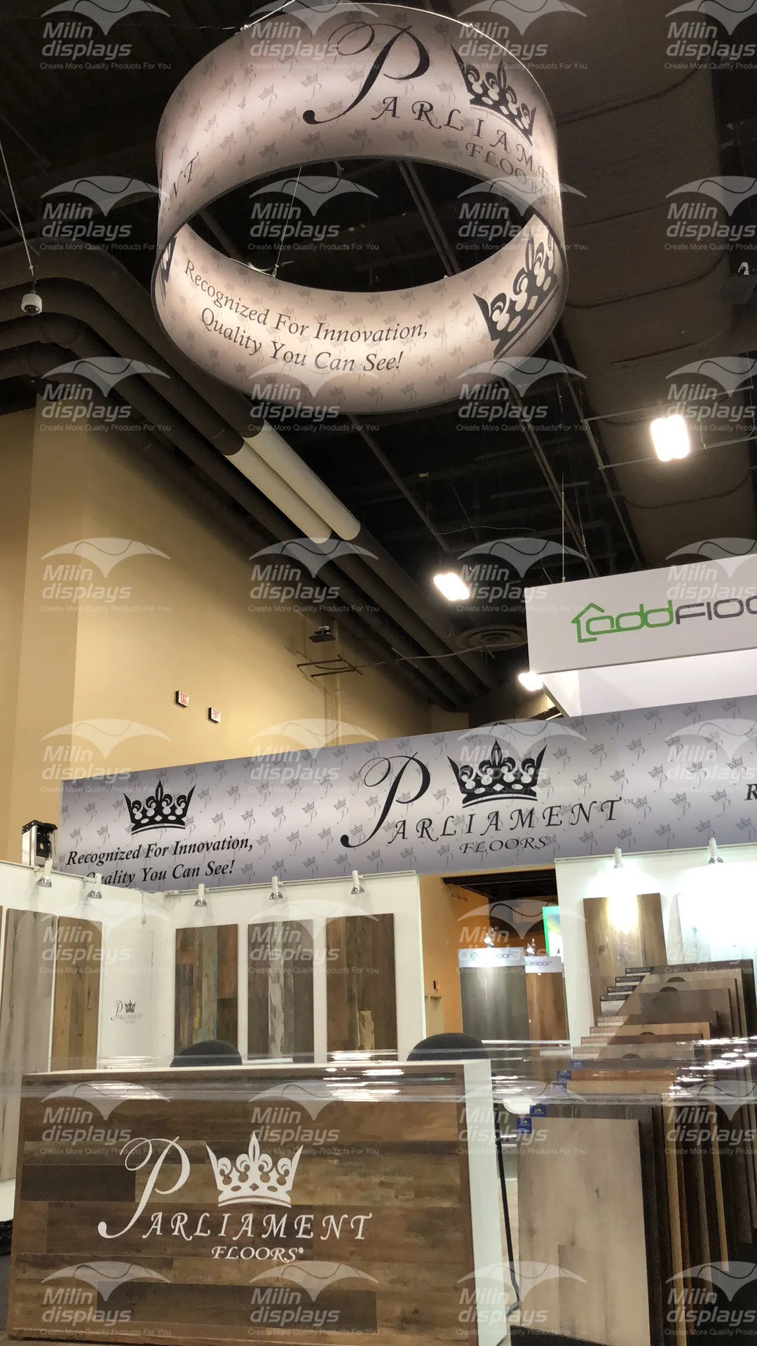 Trade show exhibition ceiling hanging banner tension fabric