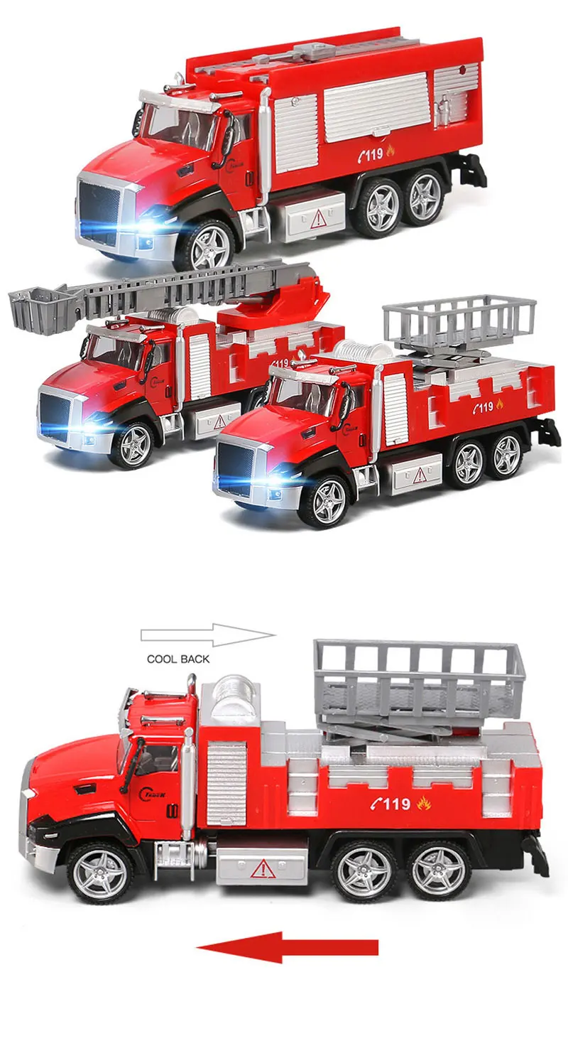 1/42 Fire Engine Series Alloy Car Kids Simulation Metal Fire Rescue ...