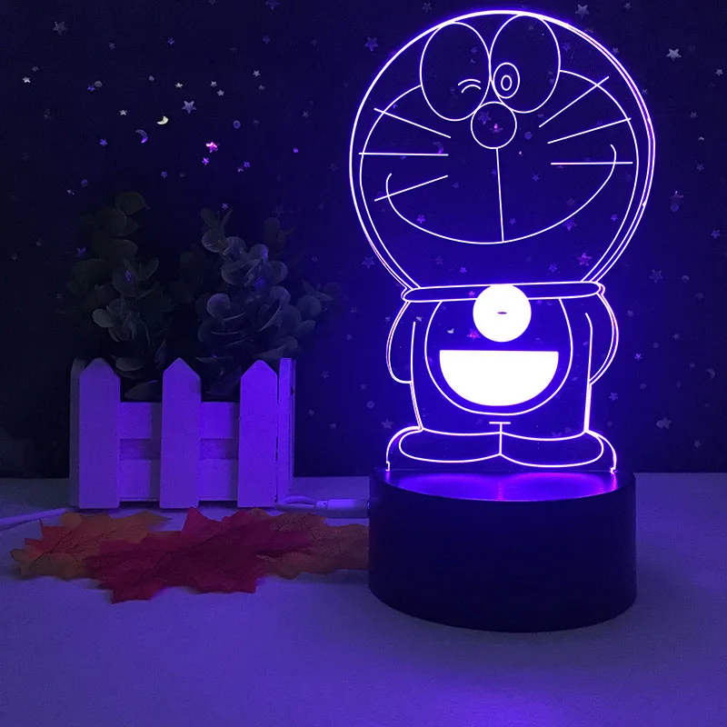 7 Colors Changing Acrylic Led Illusion Doraemon Bedroom Night Reading ...