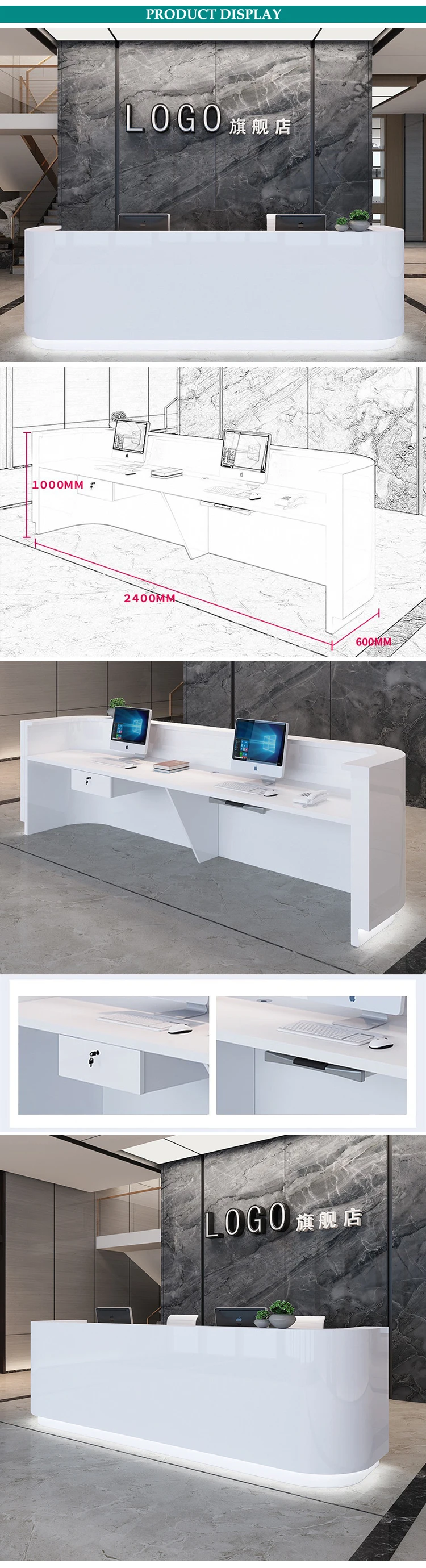 Shop Drawings for Luxury Modern Garment Shop Reception Desk
