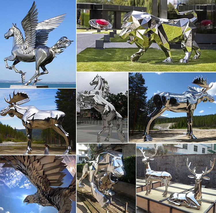 Stainless Steel Deer Sculptures for Outdoor Garden Decor