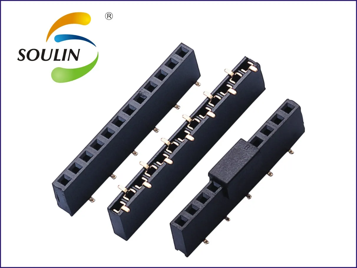 6 Pin Double Row Langsung Perempuan Pin Header 2.54 Mm Pin Panjang 11 ...