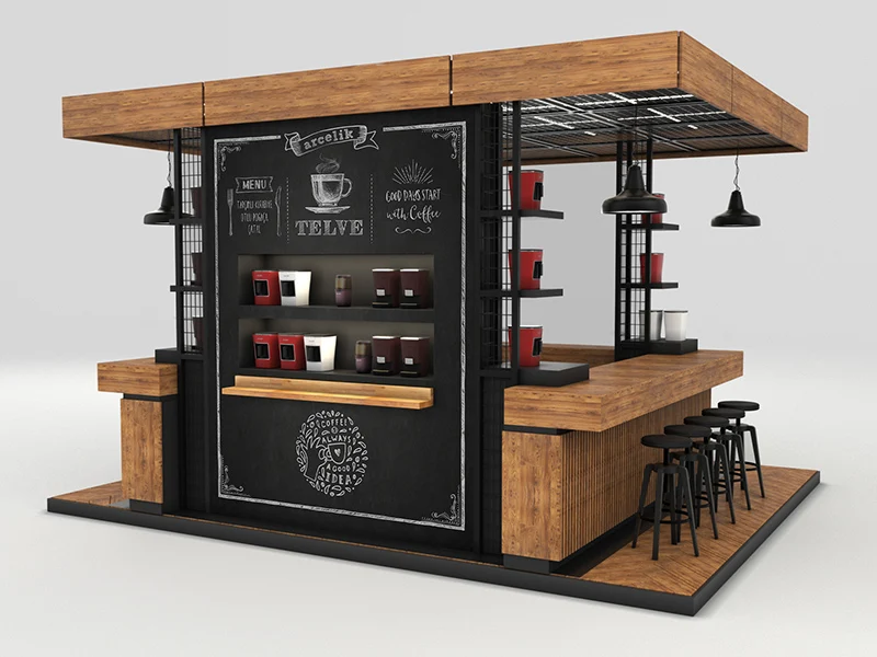 Fashion Style Wooden Coffee Kiosk Design for Shopping Malls & Outdoor ...