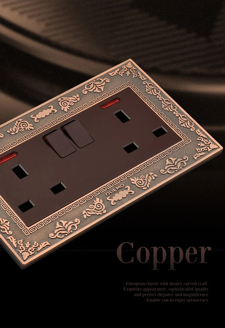 Aulmo现代设计玫瑰金电动墙壁开关1个带电话插座的插座| Alibaba.com