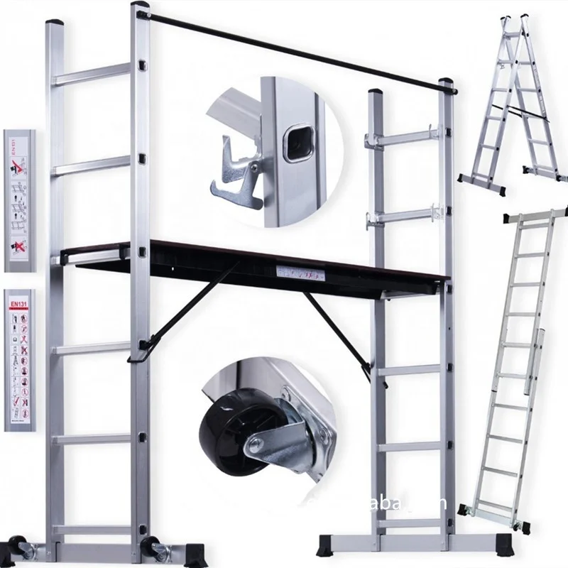 Lidl 6 Step Aluminum Scaffolding Stairs with Work Platform - Compact ...