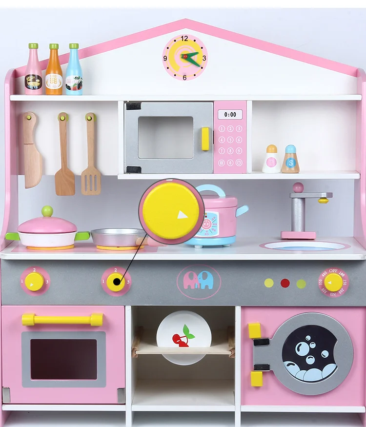 Kids Cooking Toy Washing Machine Toy Pretend Play Wooden Kitchen Toy ...