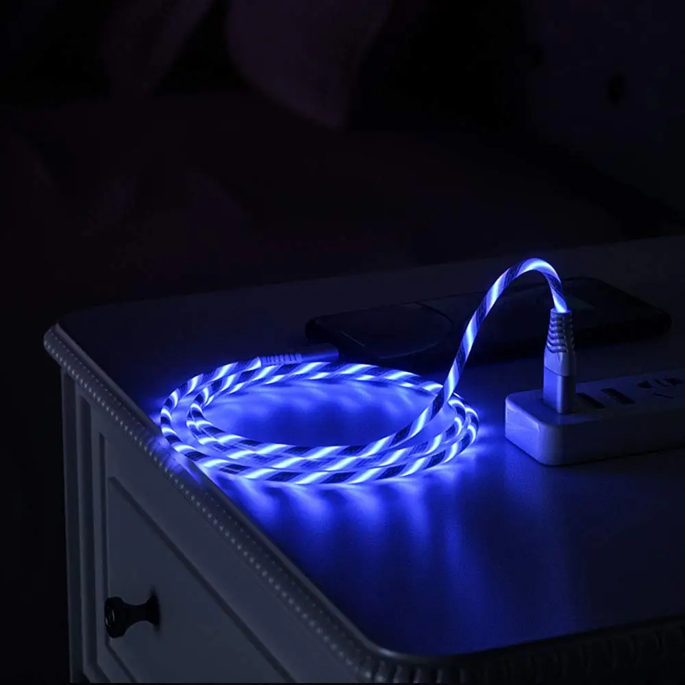 Led Type-c Phone Charging Cable Usb C Flowing Light Up Usb Charger Sync ...