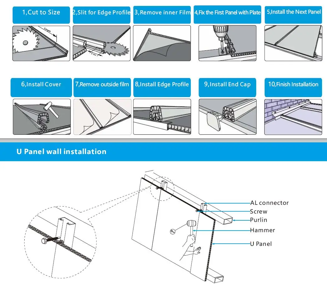 Danpalon Polycarbonate Multiwall U Locked Panel - Durable & Versatile