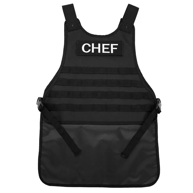 Adjustable Molle Tactical Chef Bbq Apron With 2 Large Pouches And 3 ...