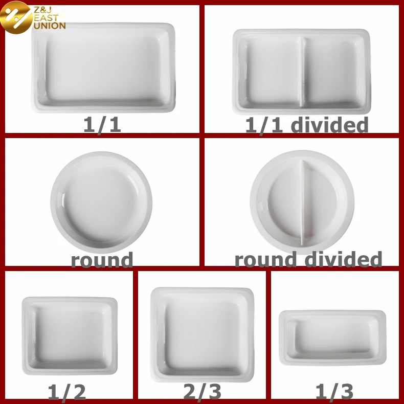 Small Size Divided Round White Porcelain Ceramic Commercial Gn Pan For ...
