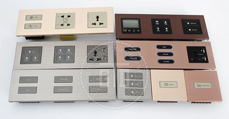 Luxury Fashion Gray Color CNC Metal Panel Push Button 4 Gang 12V DC Dry ...