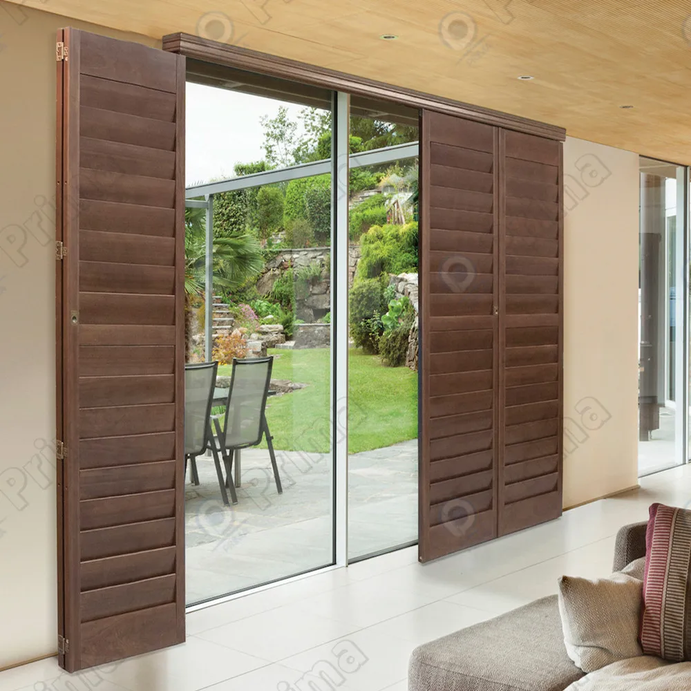 Finished Solid Wood Folding Shutter Doors Interior