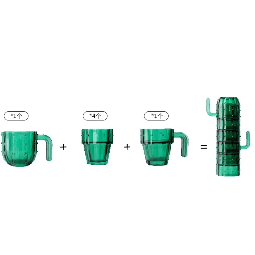 Stackable Cactus Shape Drinking Water Glass Cup Set 6 - Buy Cactus ...