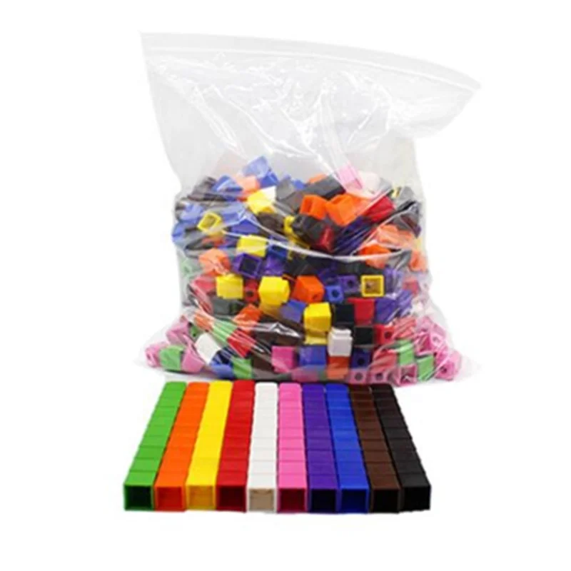 Kids Toys Building Blocks 10 Assorted Colors 2cm Plastic Linking Cubes ...