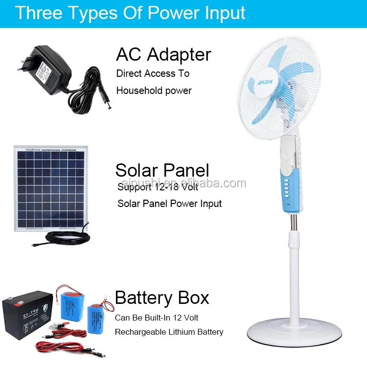 12V Solar Standing Fan - Rechargeable & Versatile Cooling