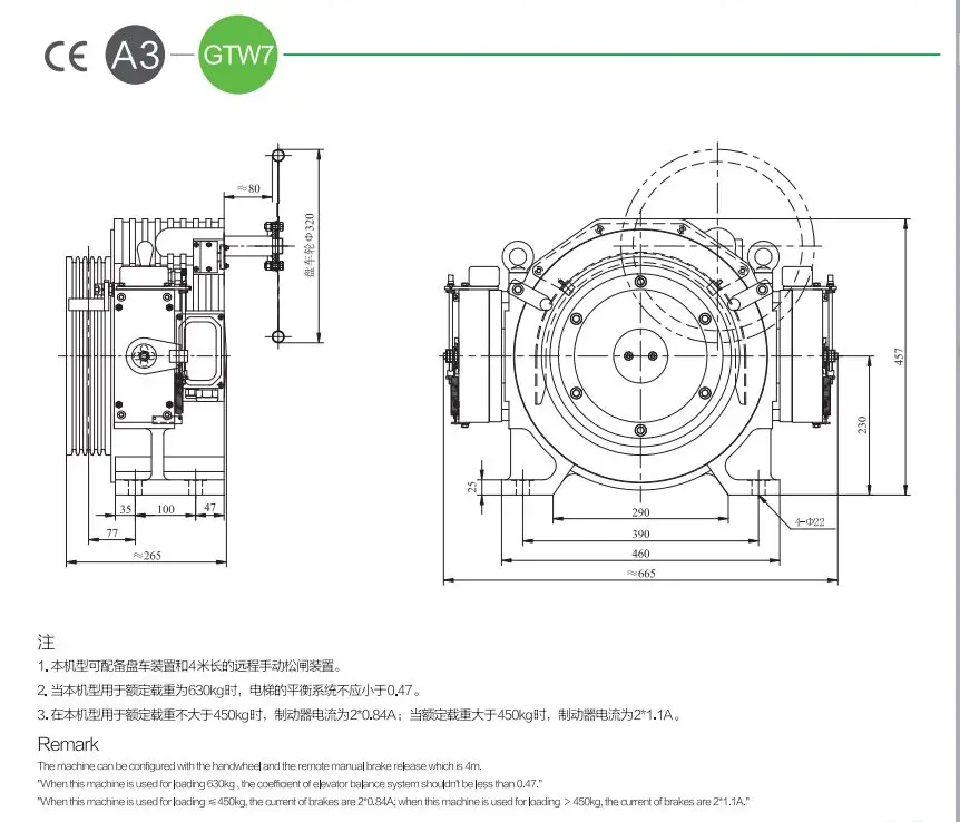 Torin Drive Elevator Traction Machine GTW7 - Gearless Power