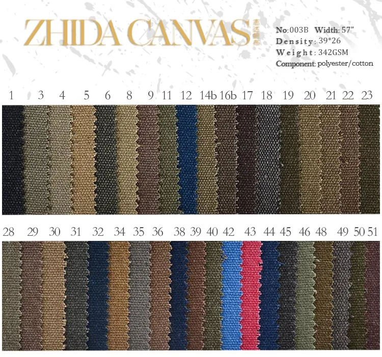 12 Oz Washed Cotton Polyester Duck Canvas Fabric for Tote Bags