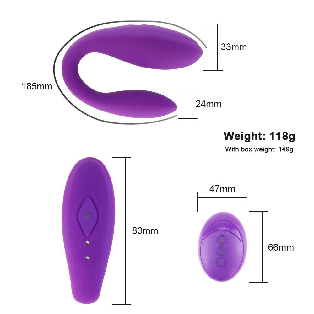 Quiet Dual Motor U Shape G Spot Vibrator Wireless Remote Control