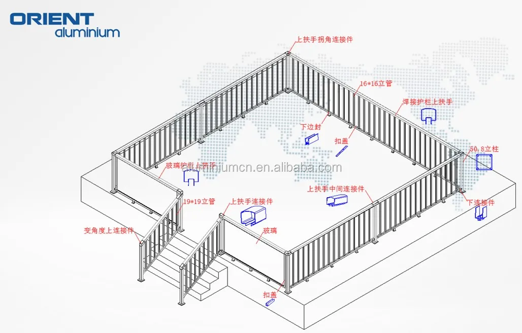 Durable Outdoor Stair Aluminum Railings by Orient Aluminiu