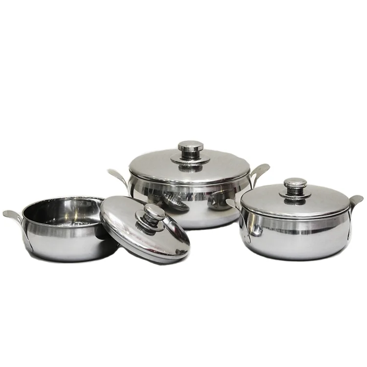 Shiny Stainless Steel Cookware Set - 3PCS Hot Kitchen Wares
