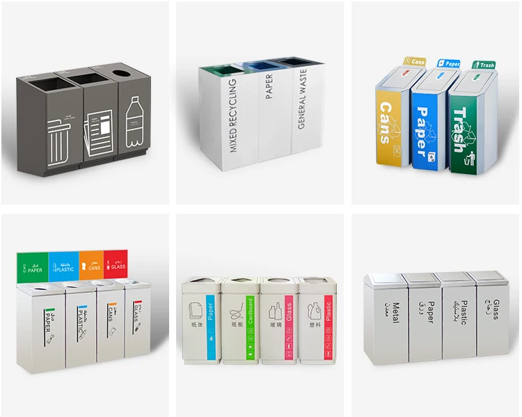 Ss Combination Color Coded Garbage Bins Separate Recycling Waste Bin ...