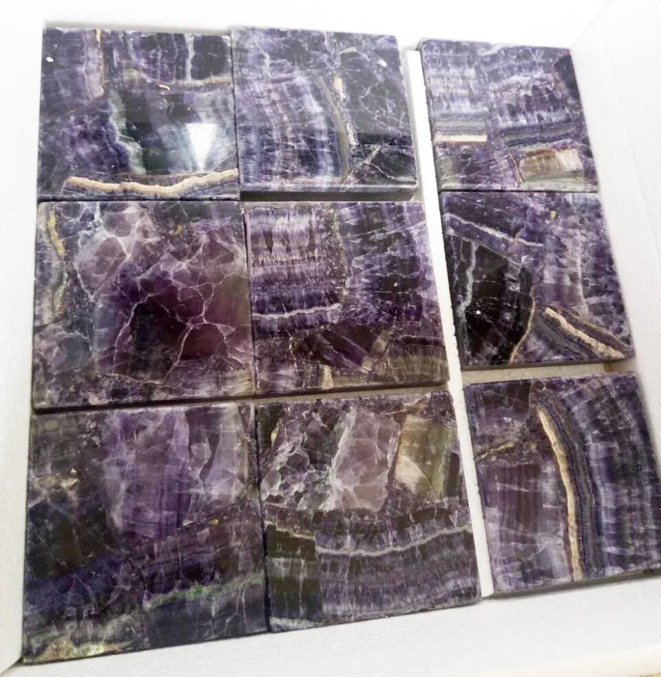 Luxury Stone Wall Panels Violet Fluorite Slab Backlit For Countertop ...