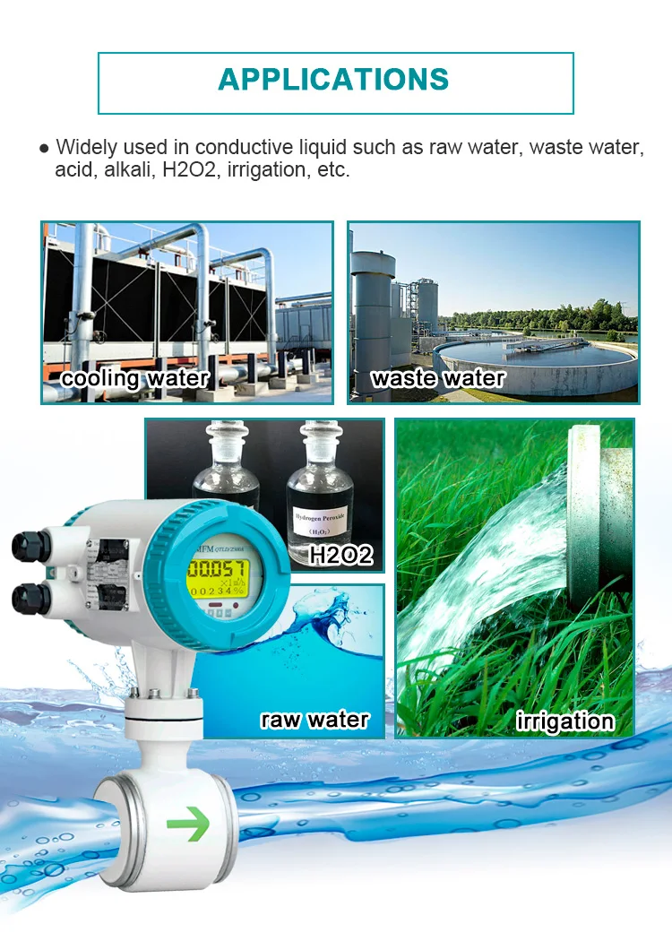 Acid Liquid Measurement Water Flowmeter Electromagnetic Flow Meter ...