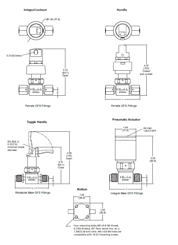 Swagelok Type 250 3000 Psi High Purity Stainless Steel VCR Diaphragm Valves