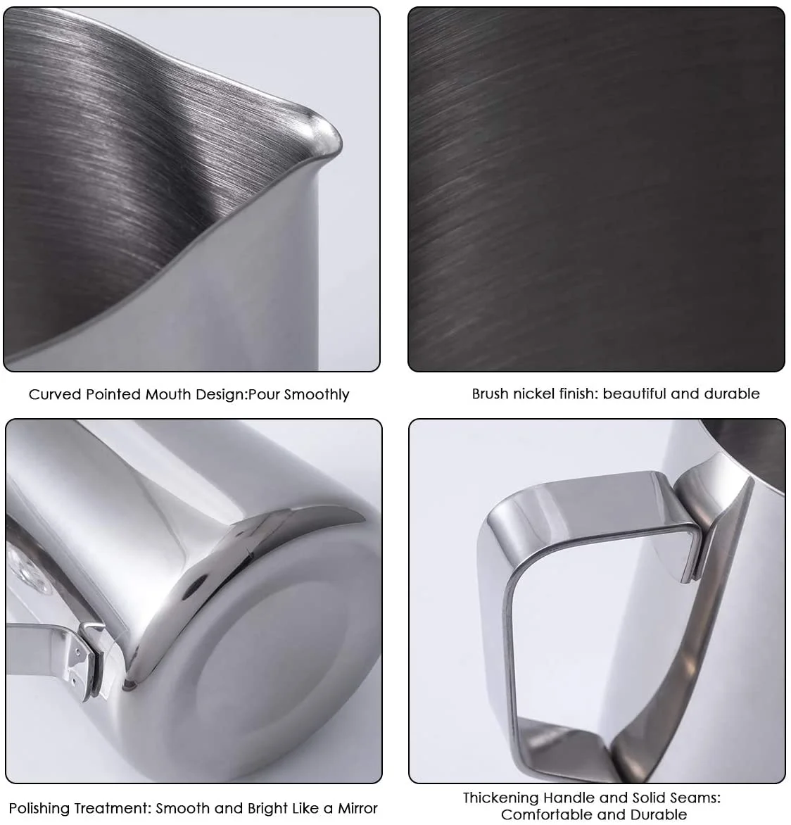 Custom 600ml & 1000ml Espresso Steaming Jugs - Stainless Steel