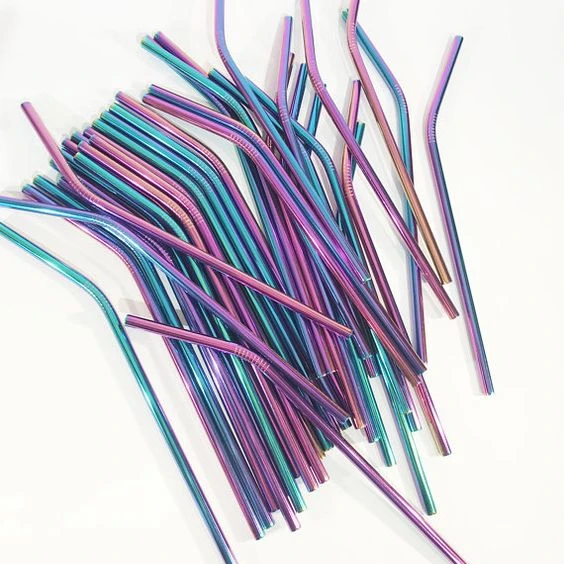 Colorful Stainless Steel Straight Curved Bent Straw Pearl Coconut Milk ...