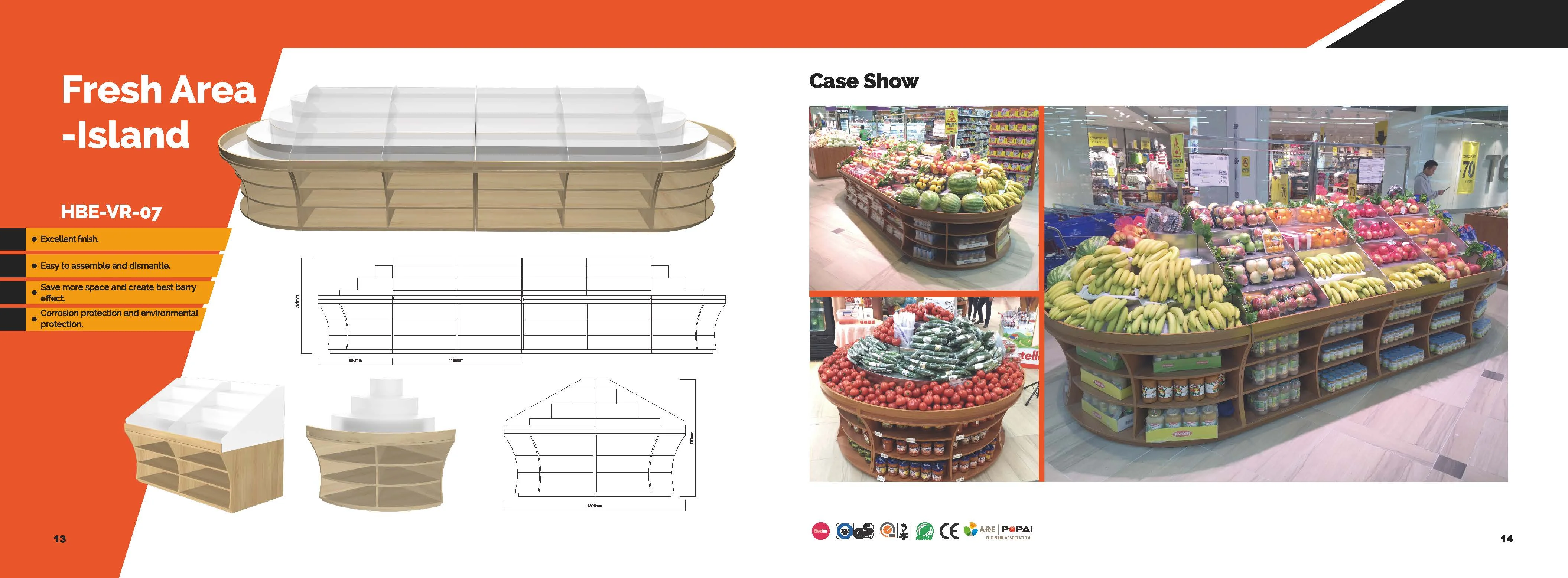 Heavy-duty Double-Sided Fruit Vegetable Display Racks