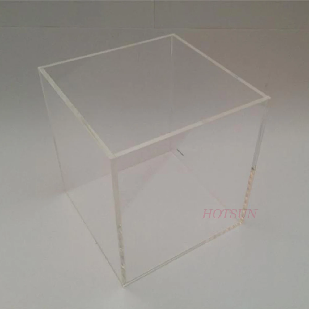 Pmma Storage Bin Custom Clear 5 Sides Plexiglass Cube Acrylic Cube Box ...