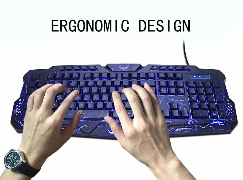 M200 Backlit Keyboard LED USB Wired Colorful Breathing Waterproof ...