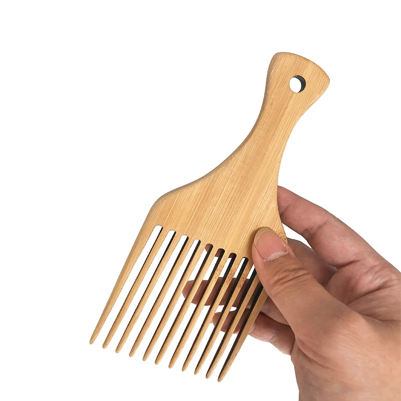 Professional Customized Bamboo Wide Tooth Afro Pick Beard Hair Comb ...